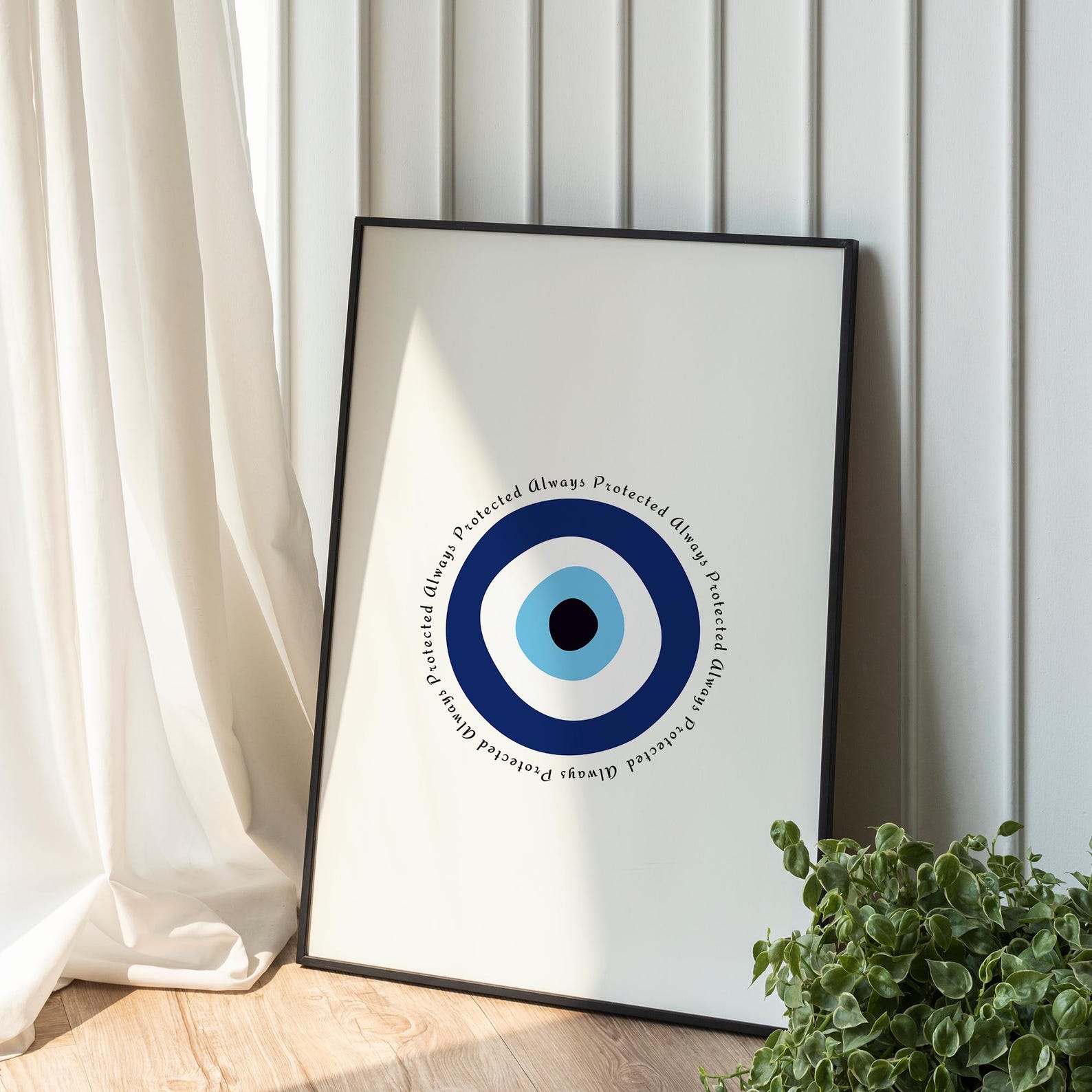 Evil Eye Printable Art, Always Protected Poster, Nazar Amulet Wall ...
