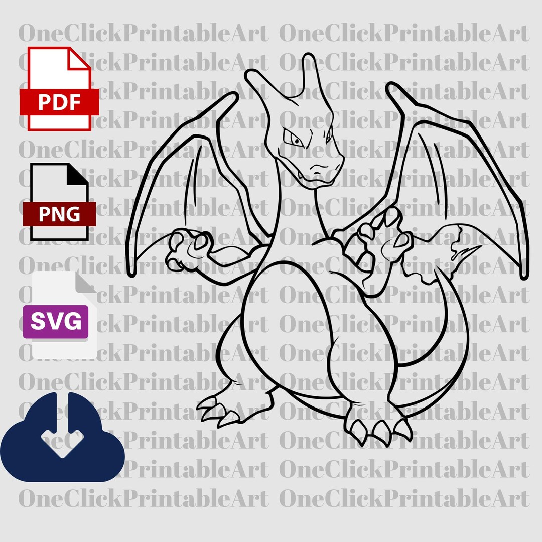 Charizard SVG, Pokemon Svg, Charizard Png, Fire Dragon Sticker, Flame ...