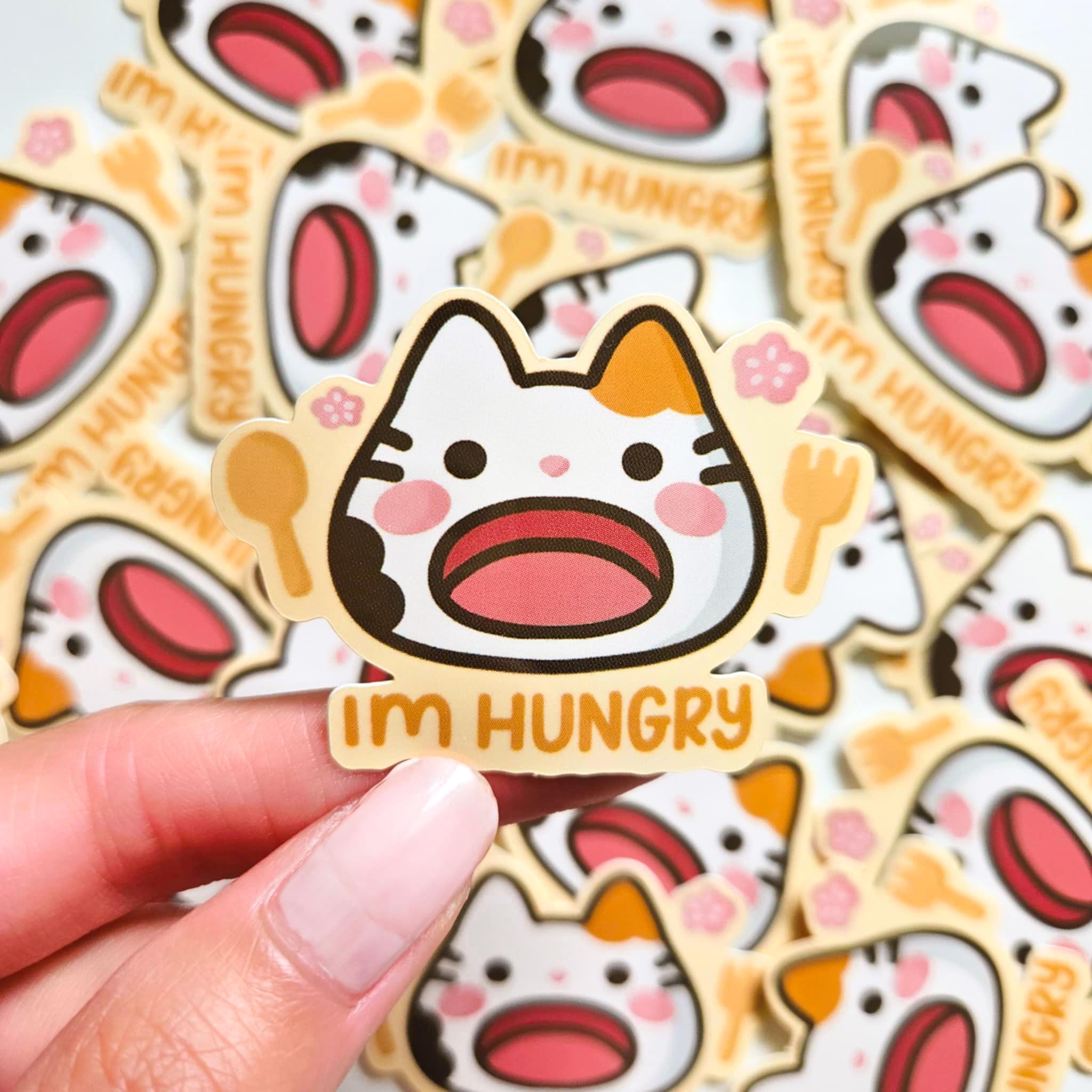 I'm Hungry || Calico Cat - Die Cut Sticker || Laptop, Water Bottle ...