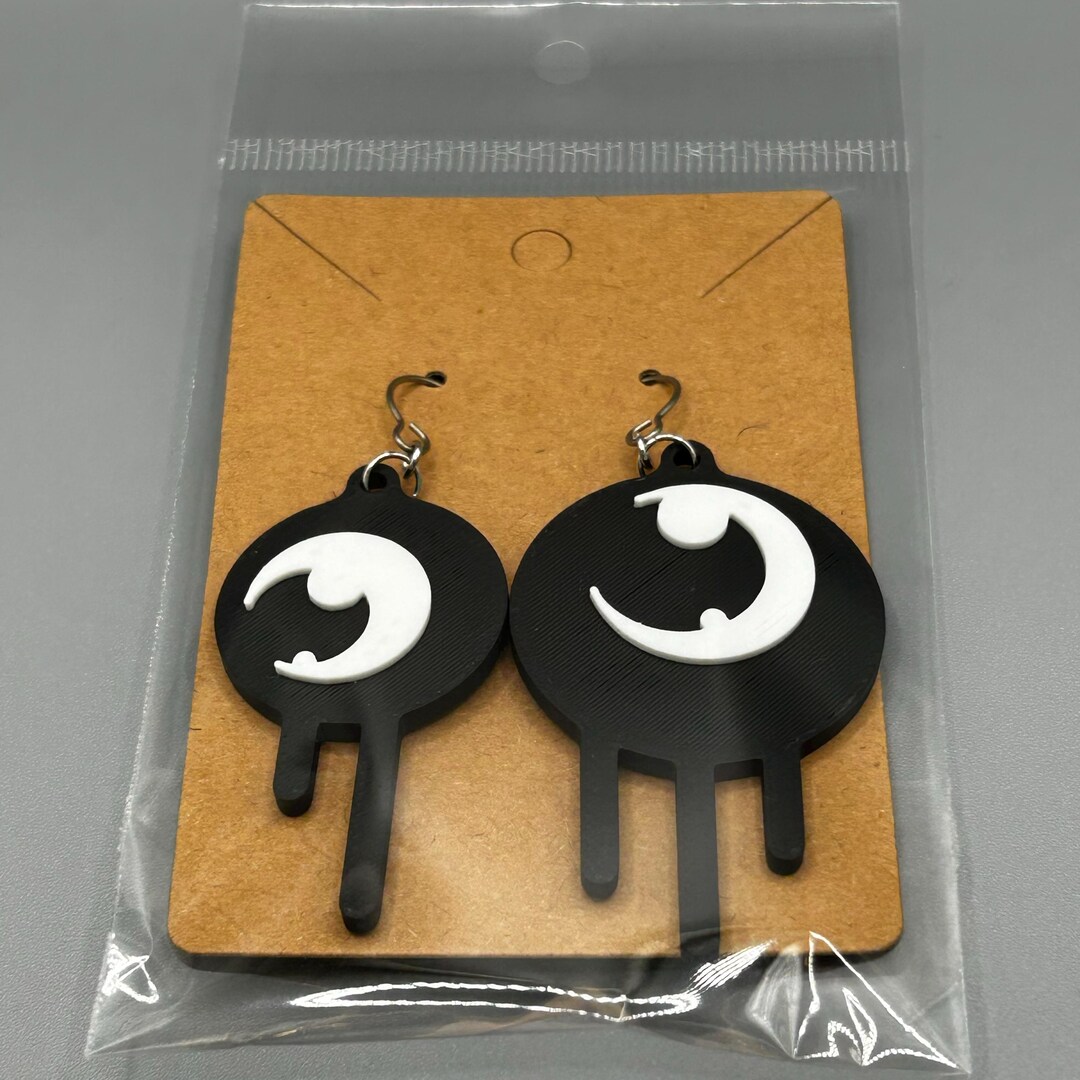 Black & White Drippy Eyes Earrings - 3D Printed Unique Statement ...