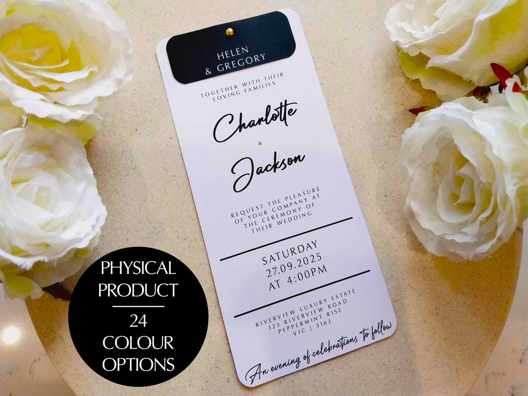 Sample Wedding Invitation With Guest Name Tag RSVP Matte Finish Gold ...