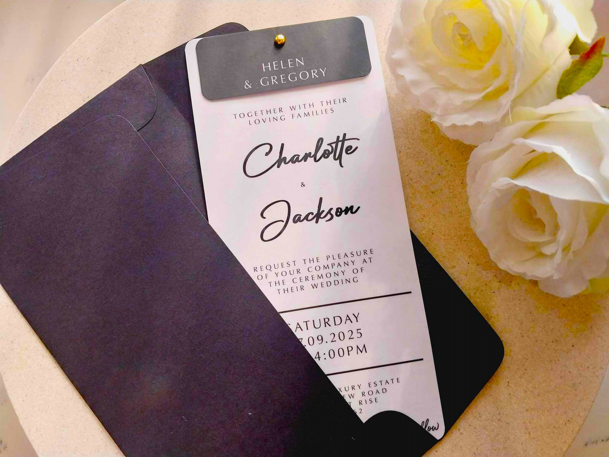 Wedding Invitation With Personalized Guest Name Tag Matte Laminated ...