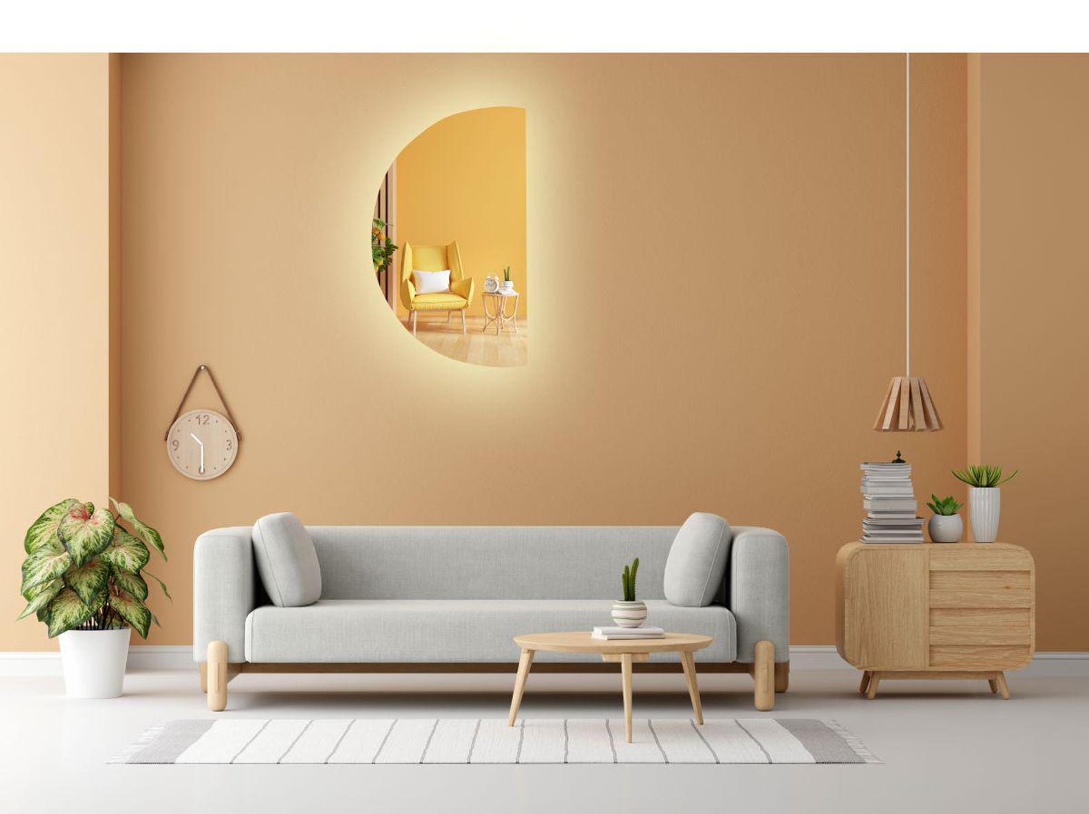 Round Led Mirror, Half Moon Backlit Wall Mirror, Square Led Mirror ...