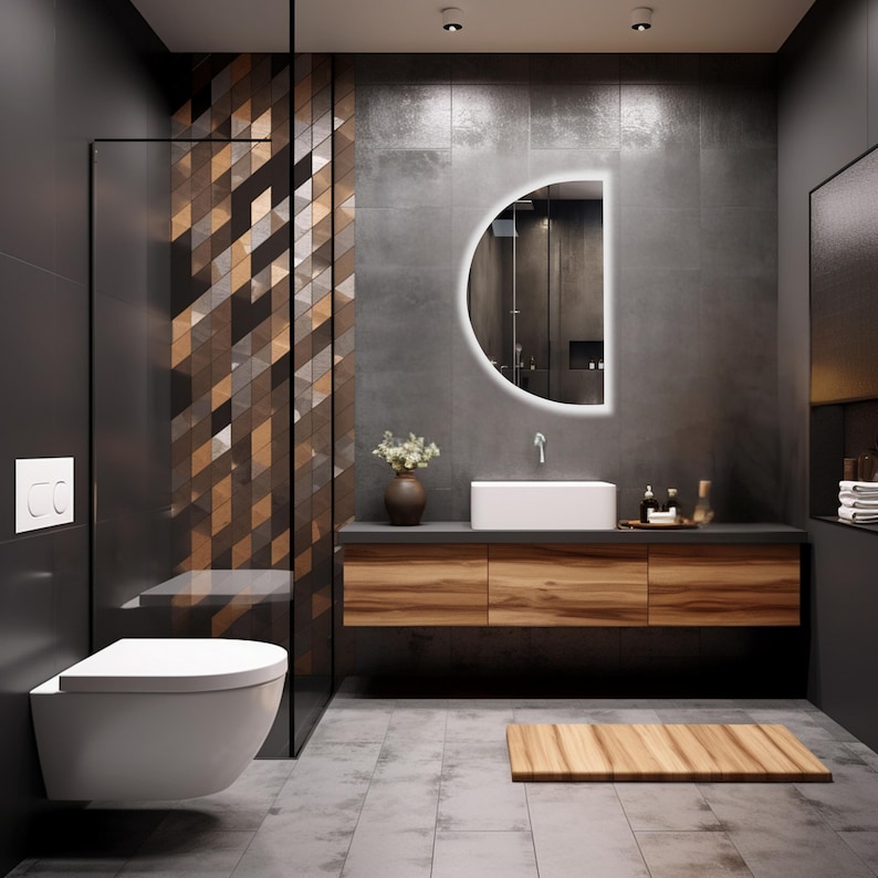 Round Led Mirror, Half Moon Backlit Wall Mirror, Square Led Mirror ...