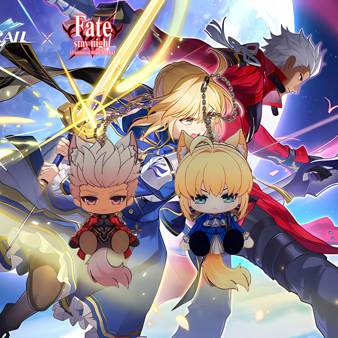 Fate X HSR Saber Hsr Archer Waggy Tails & Ears Keychain Hsr Keychain ...