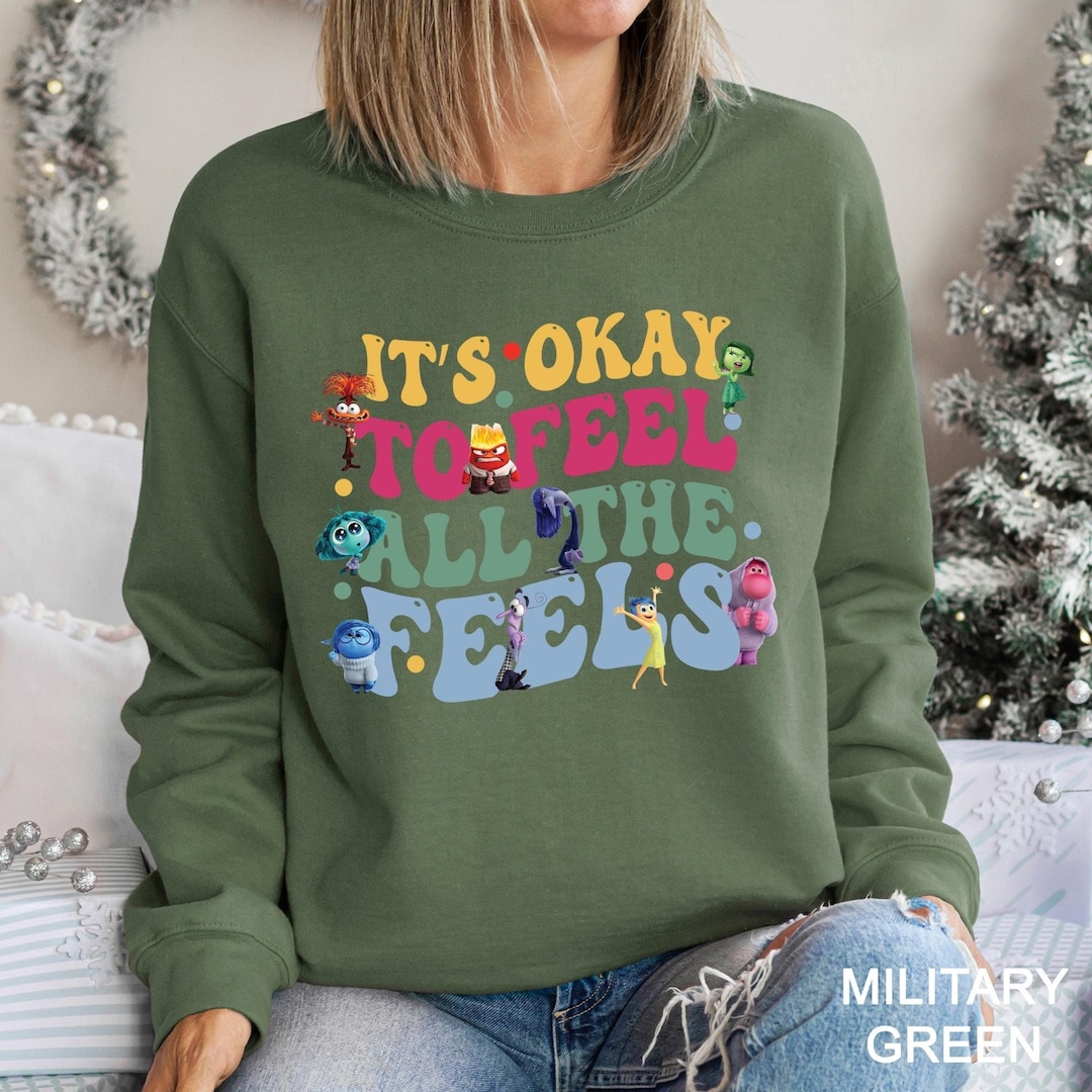 Inside Out 2 It's Ok to Feel All the Feels Sweatshirt, Pixar Inside Out ...