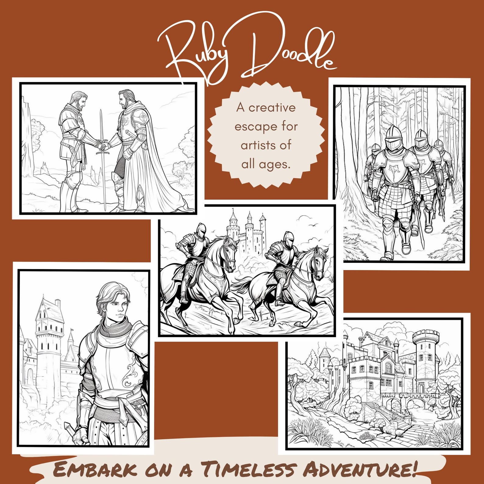 Enchanted Realms - Medieval Castles, Knights, and Dragons - A Coloring ...