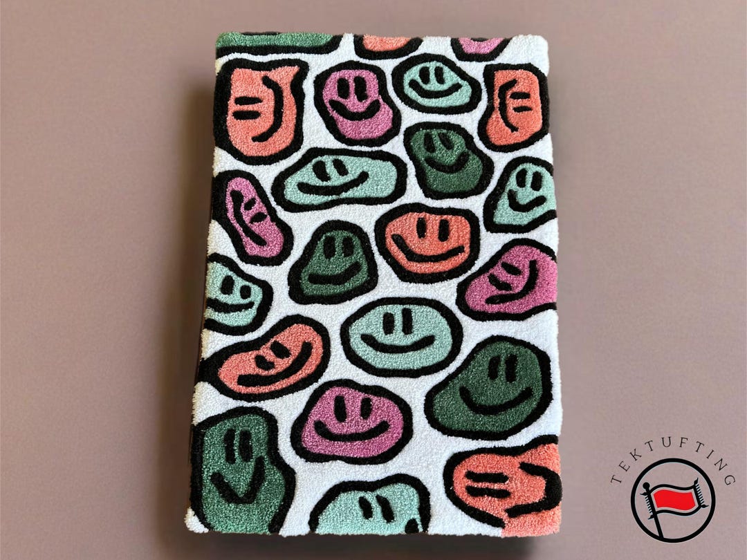 Colorful Smiley Face Tufted Rug - Retro Pop Art Vibes, Soft Rug for ...