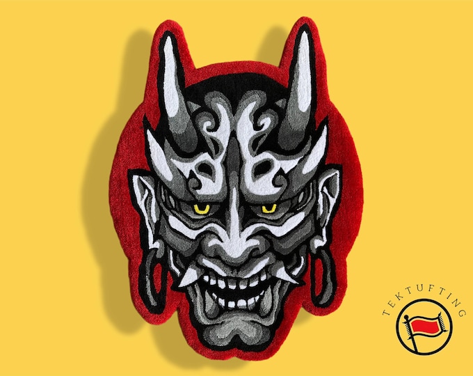 Handmade Hannya Mask Tufted Rug, Japanese Demon Art Decor - Etsy