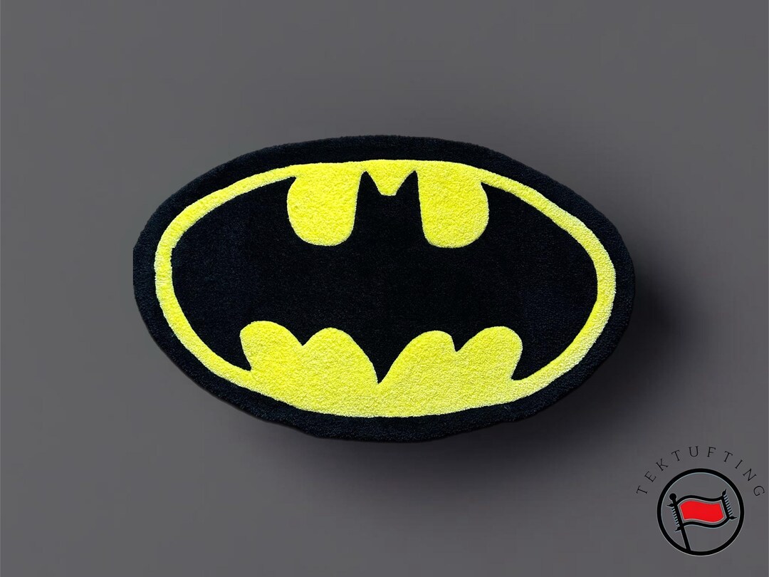 Batman Logo Handmade Tufted Rug Iconic Black and Yellow Oval Logo for ...