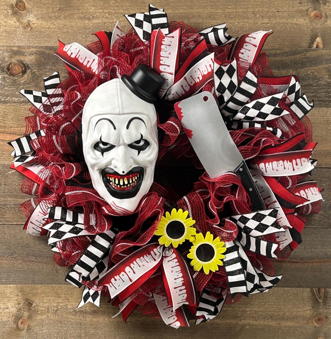 Terrifier Art the Clown Wreath #5 Horror Movie Decor With Knife - Etsy