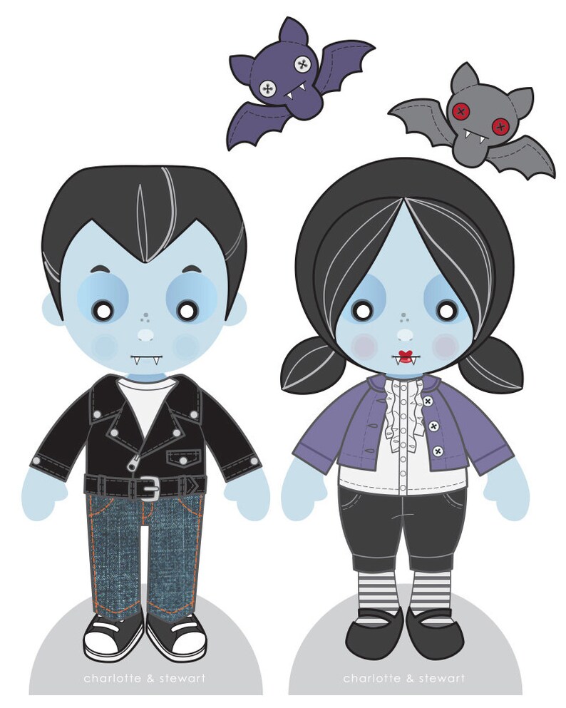 Printable PDF Vampire Paper Dolls - Etsy Portugal