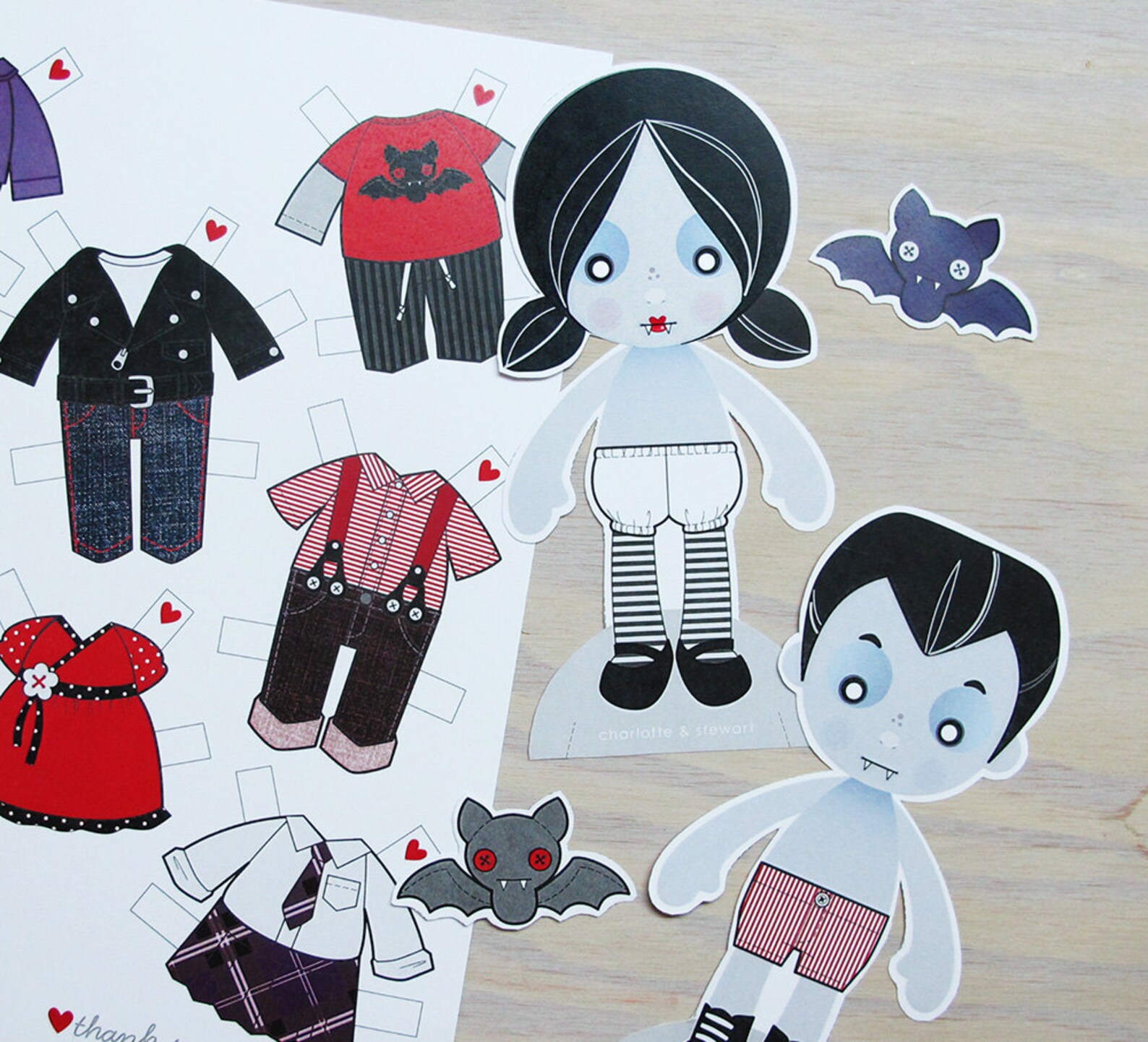Printable PDF Vampire Paper Dolls - Etsy Portugal