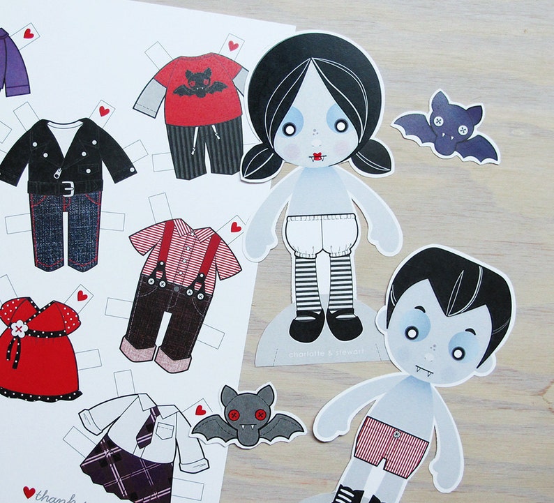 Printable PDF Vampire Paper Dolls - Etsy Portugal