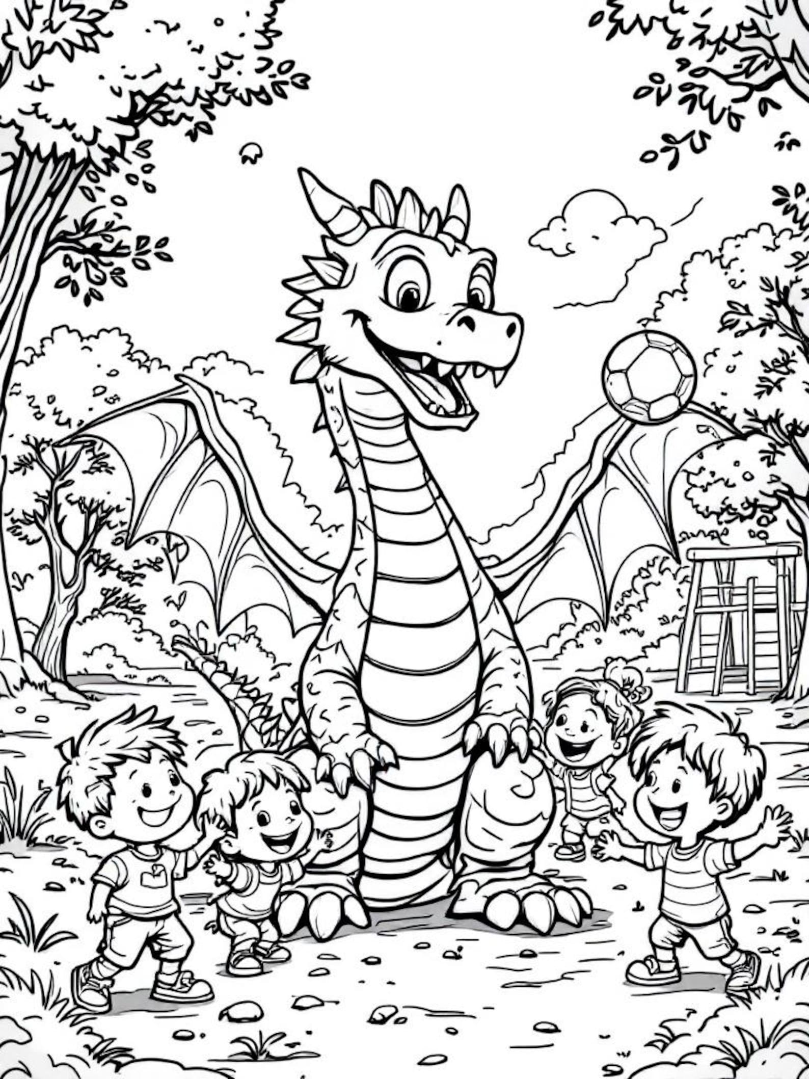 100 Dragon Coloring Pages W/ Bonus Jpeg's - Etsy