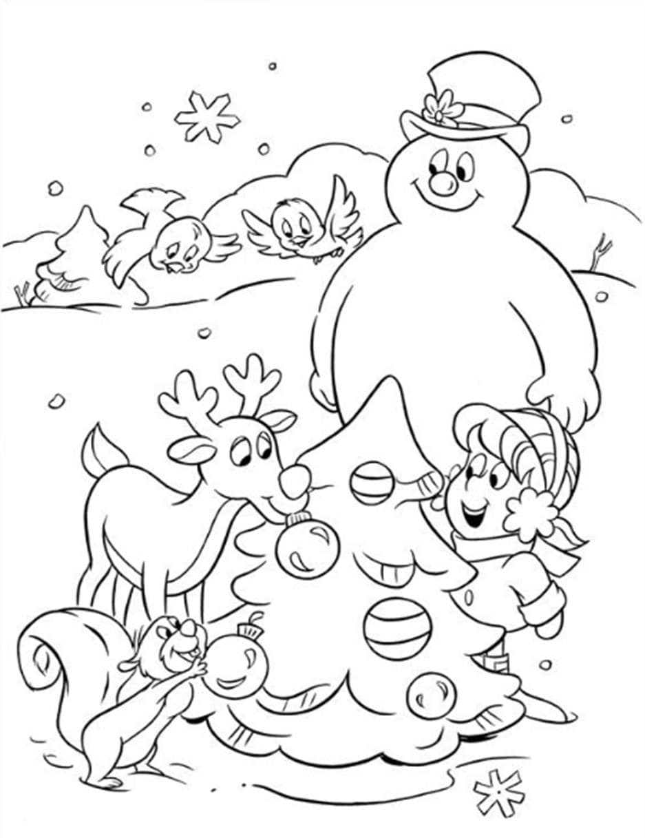 Frosty and Rudolph Coloring Pages - Etsy