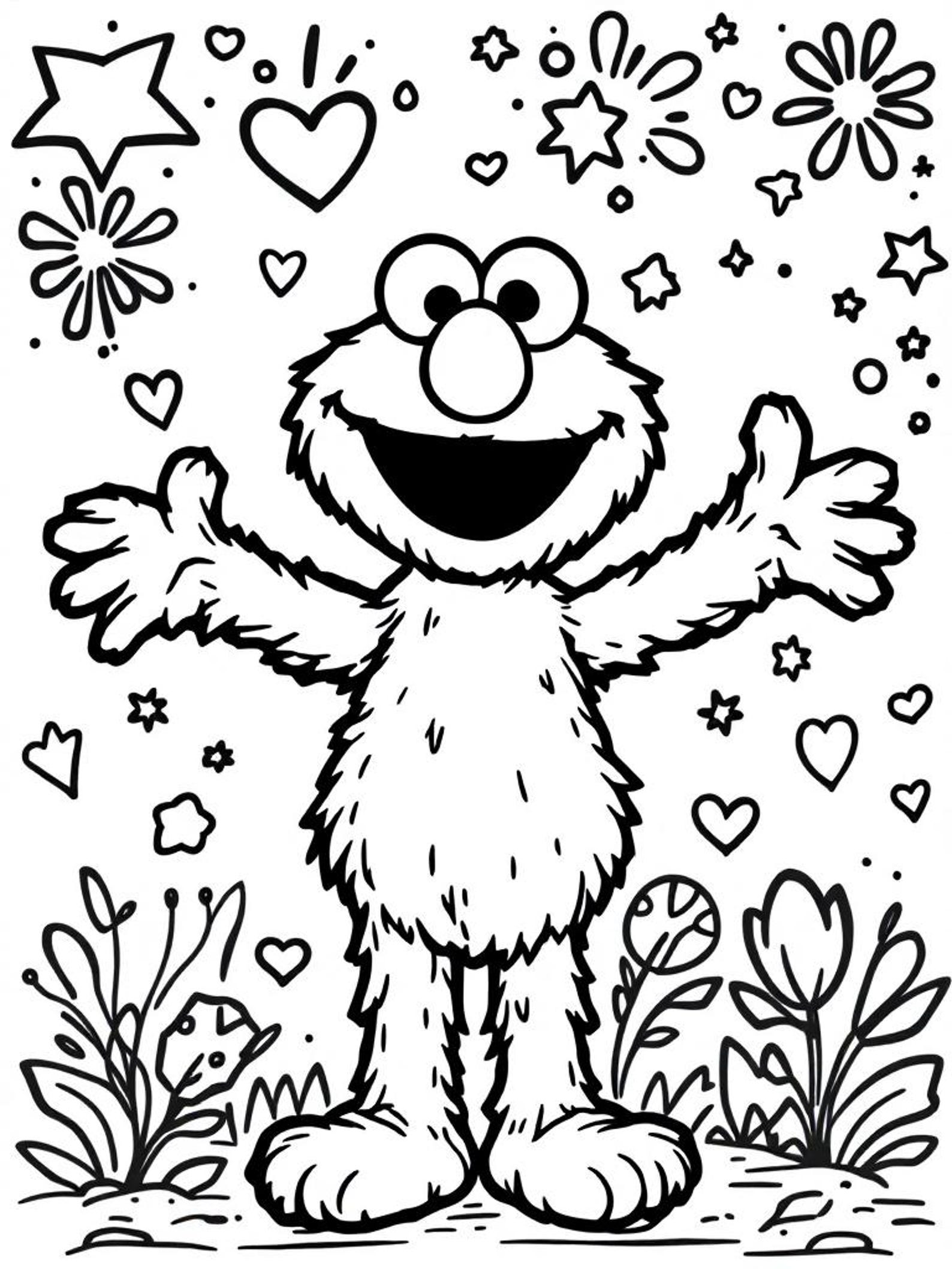 100 Elmo Inspired Coloring Pages With Bonus- 3 Colored Pics- Jpegs ...