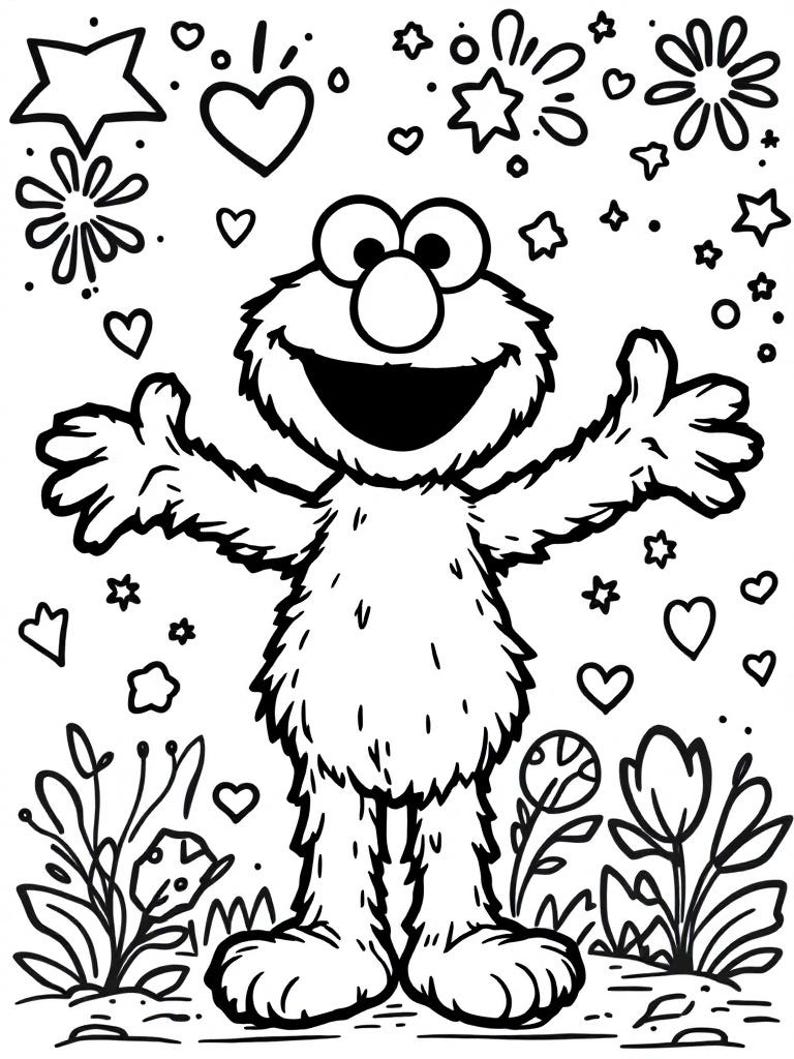 100 Elmo Inspired Coloring Pages With Bonus- 3 Colored Pics- Jpegs ...