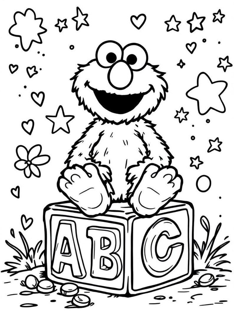 100 Elmo Inspired Coloring Pages With Bonus- 3 Colored Pics- Jpegs ...