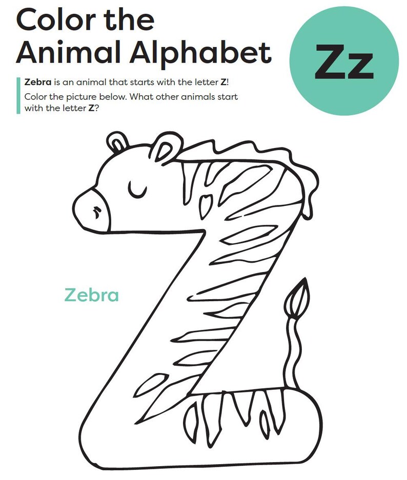 Trace the Alphabet and Coloring the Animal Alphabet - Etsy