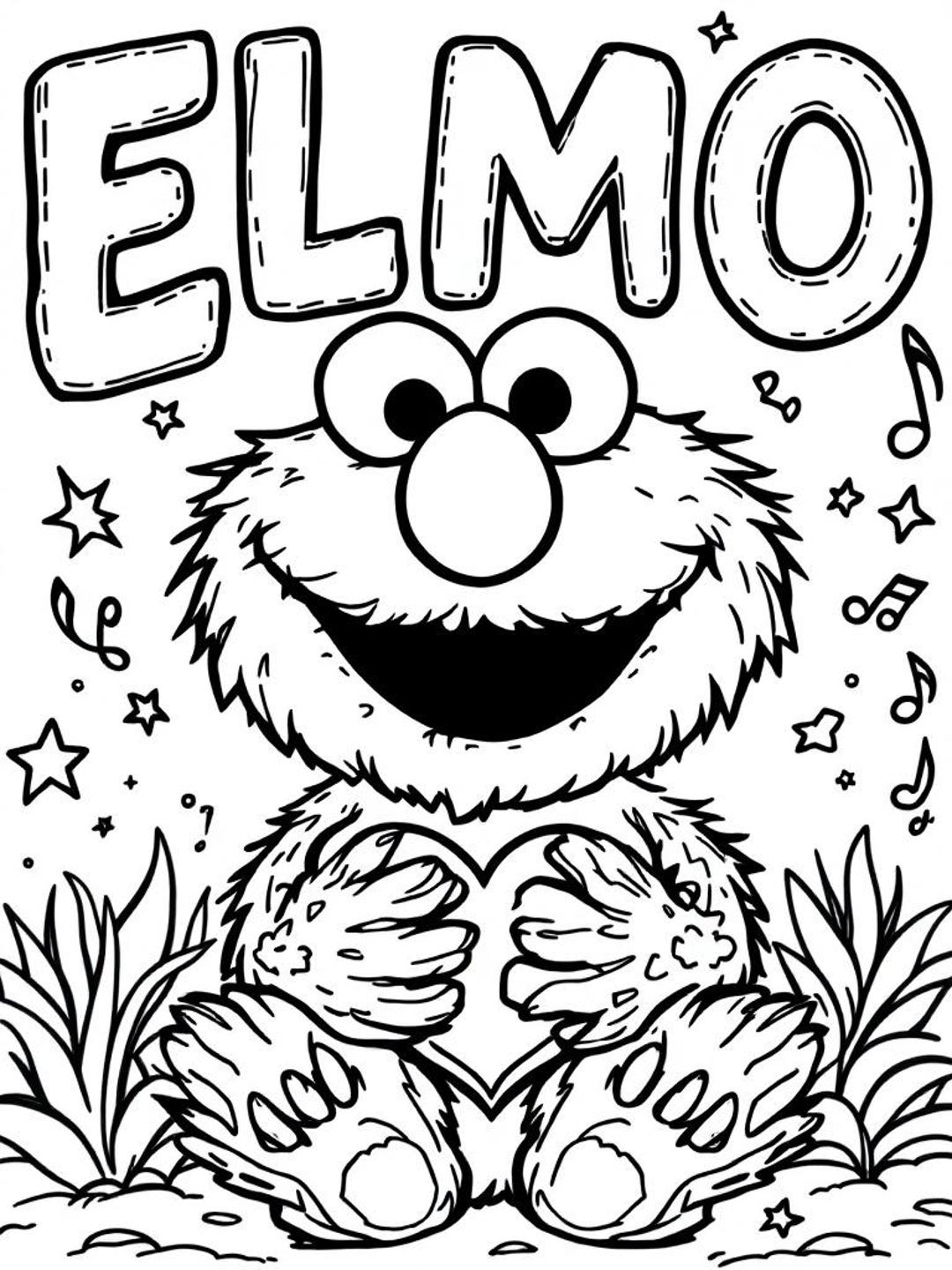 100 Elmo Inspired Coloring Pages With Bonus- 3 Colored Pics- Jpegs ...
