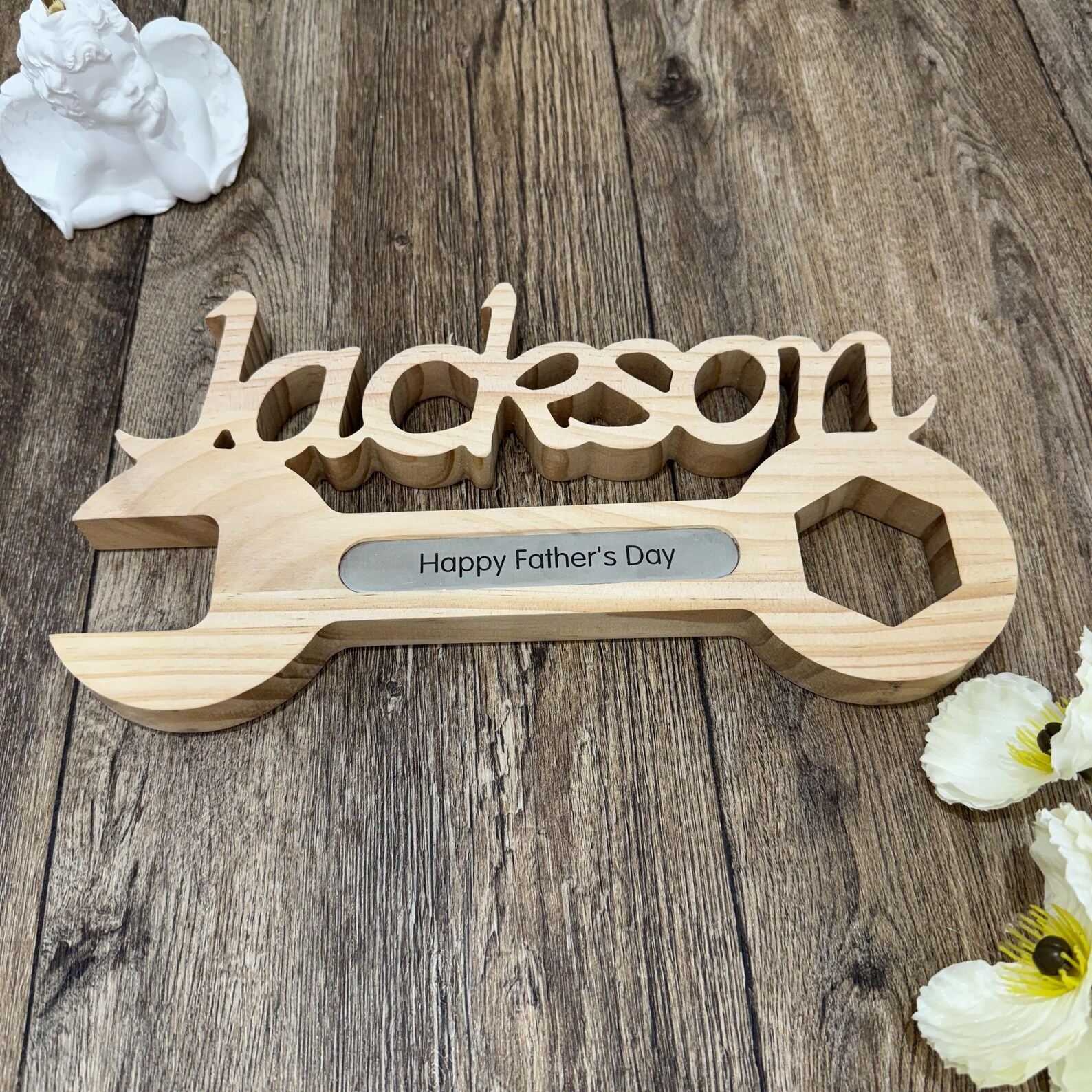 Custom Wooden Wrench Nameplate: Personalized Engraved Desk Ornament - Etsy