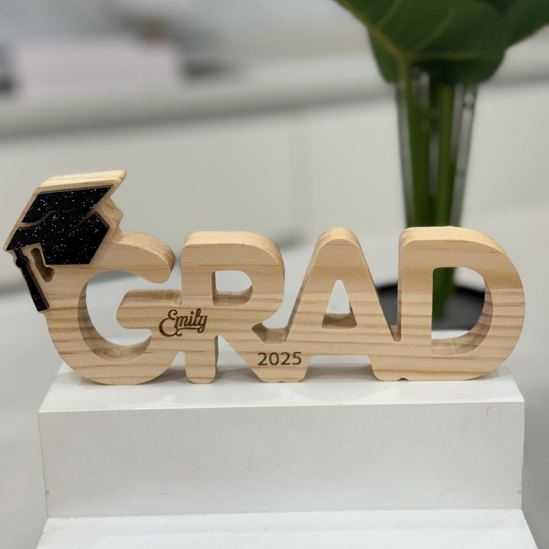 Personalized Wooden Grad 2025 Name Sign: Graduation Keepsake - Etsy UK
