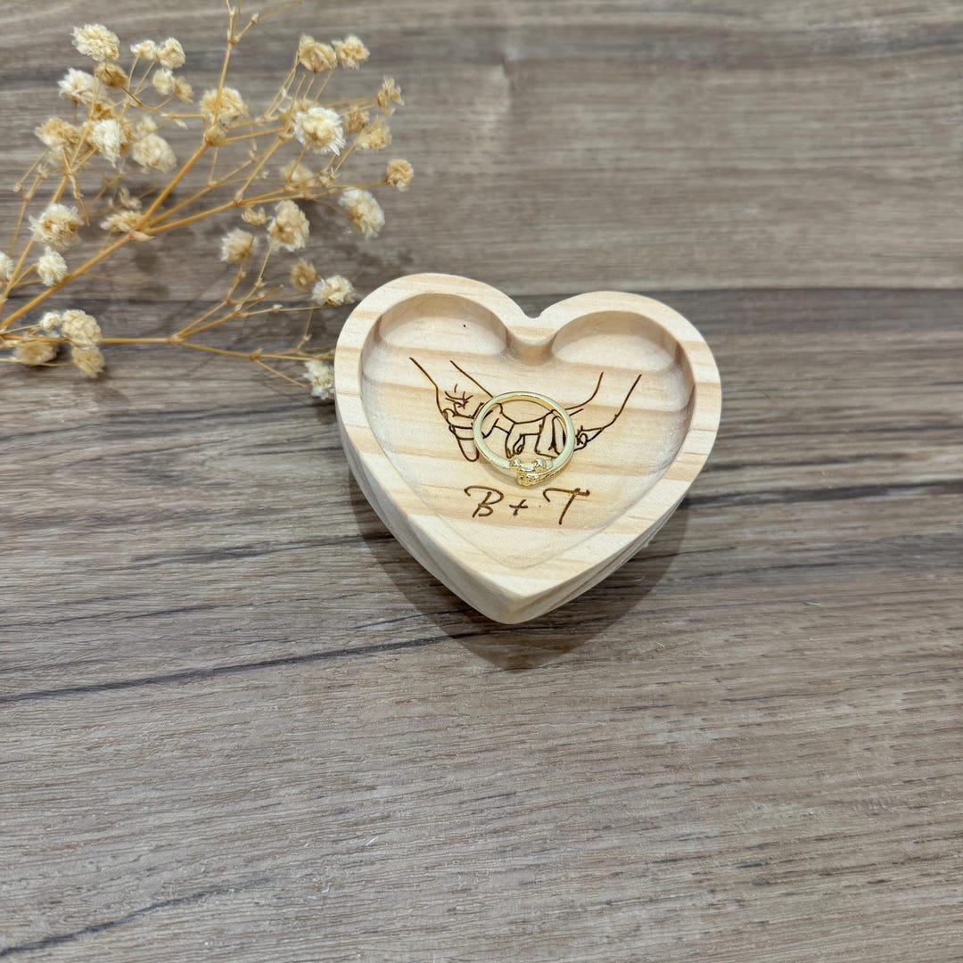 Custom Wooden Heart Shaped Ring Tray, Personalized Ring Tray, Ring ...