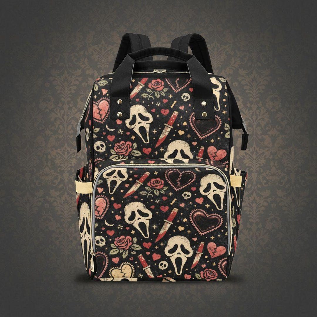 Horror Slasher Valentine Diaper Bag Backpack | Spooky Mask Skull Baby ...