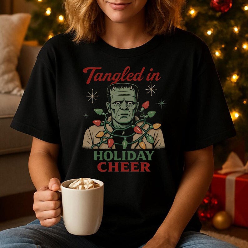 Frankenstein Christmas Shirt • Wrapped in Holiday Cheer Tee • Classic ...