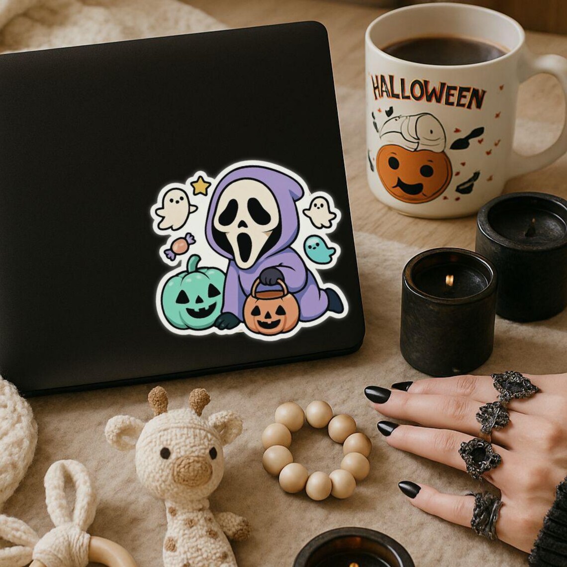 Cute Baby Ghostface Inspired Sticker , Kawaii Pastel Halloween Sticker ...