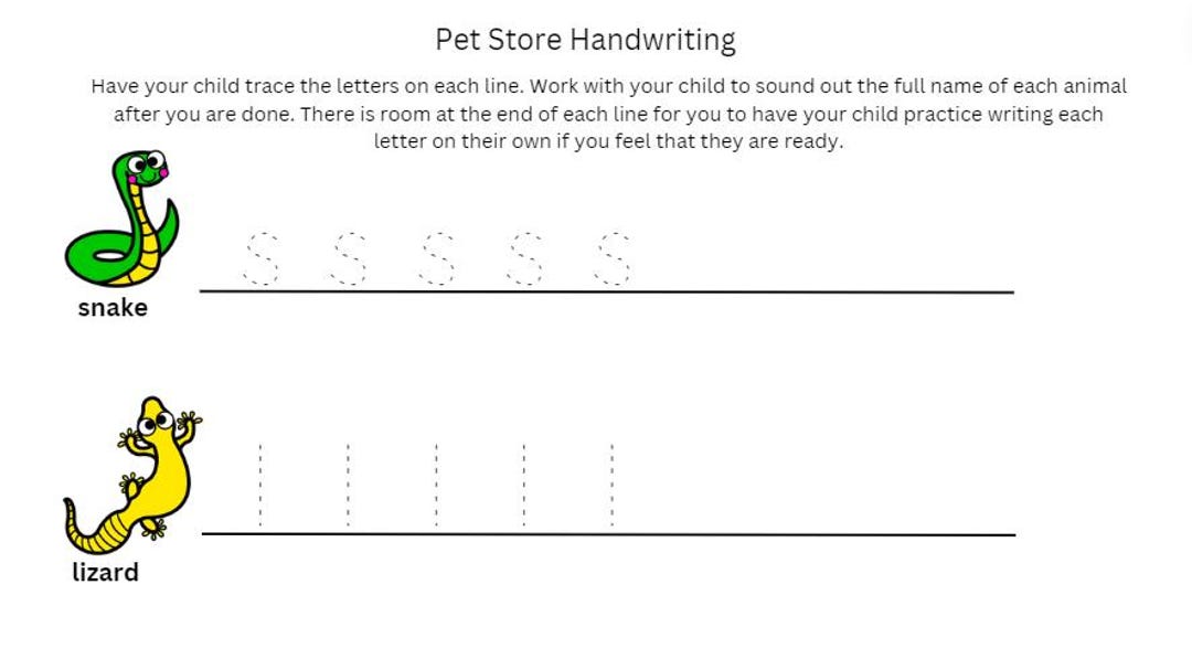 Pet Store Printable Handwriting Pages: Letters and Words - Etsy