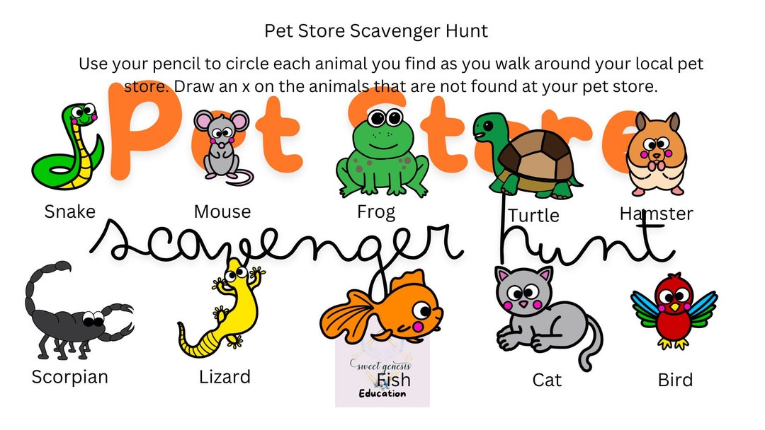 Pet Store Scavenger Hunt Printable - Etsy