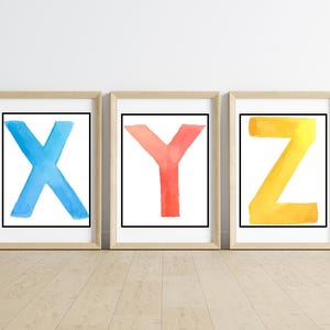 Colourful Watercolour Alphabet Cards - Digital Prints - Wall Art ...