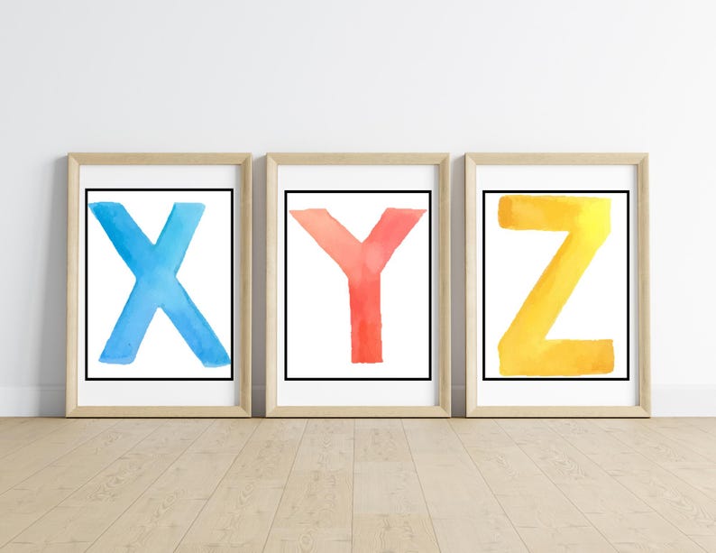Colourful Watercolour Alphabet Cards - Digital Prints - Wall Art ...