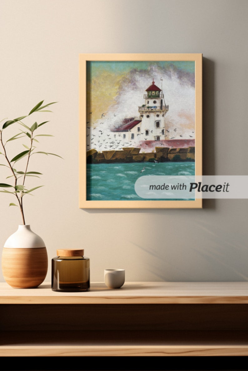 Acrylic, Canvas, Drawing, Lighthouse, Cleveland - Etsy