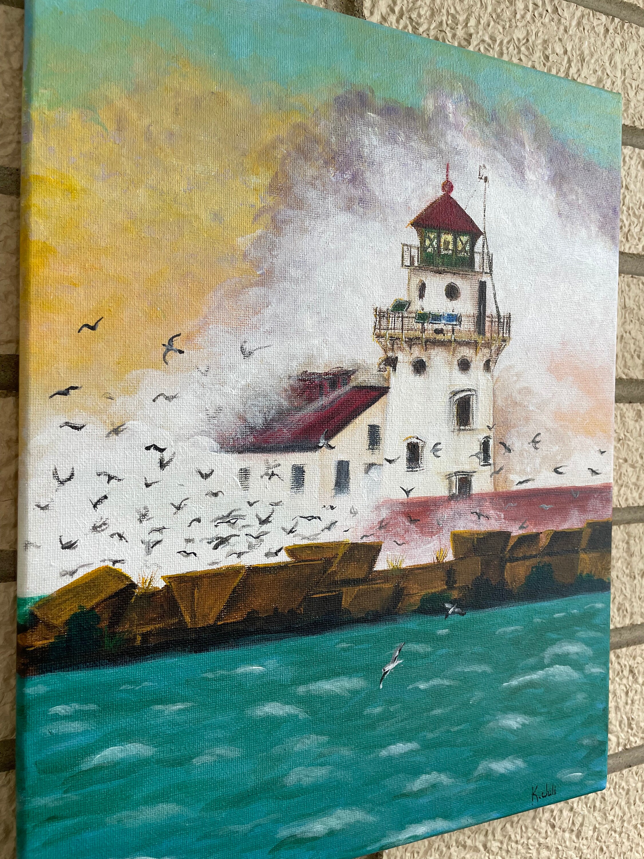Acrylic, Canvas, Drawing, Lighthouse, Cleveland - Etsy