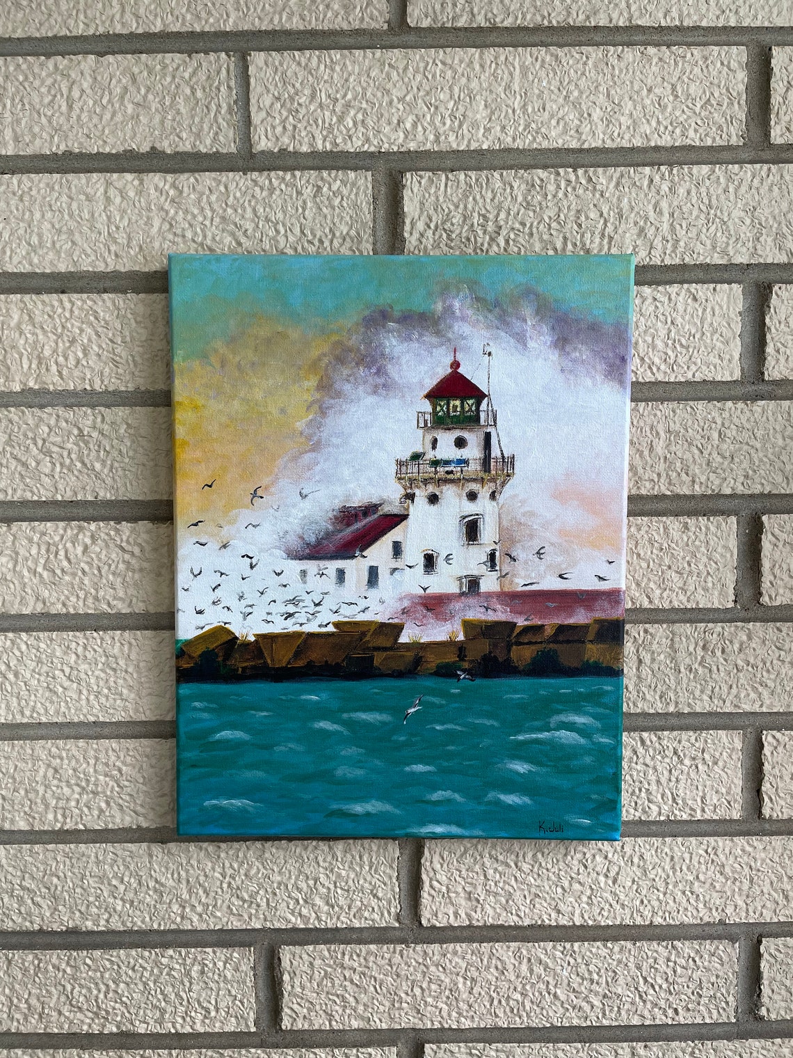 Acrylic, Canvas, Drawing, Lighthouse, Cleveland - Etsy
