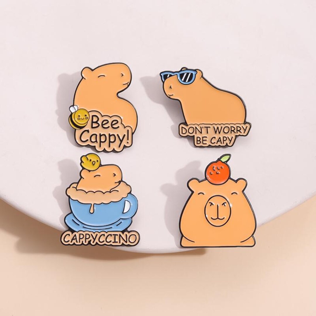 Cartoon Cute Bee Capybara Enamel Pin Don't Worry Be Capy Brooches Hard ...