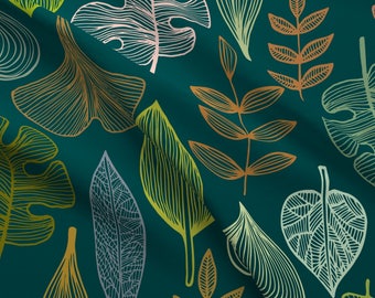 Fabric with leaves | Etsy