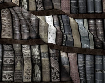 Library book fabric | Etsy