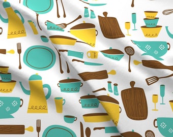 Retro kitchen fabric | Etsy