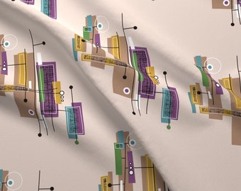 Modern retro fabric | Etsy