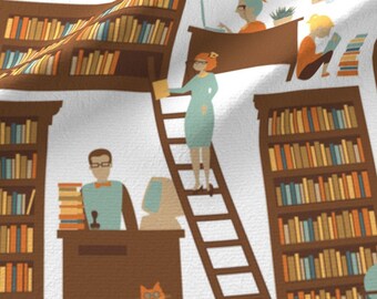 Library book fabric | Etsy