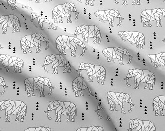 Moose Fabric Moose / Grey Custom Fabric By Little Arrow | Etsy
