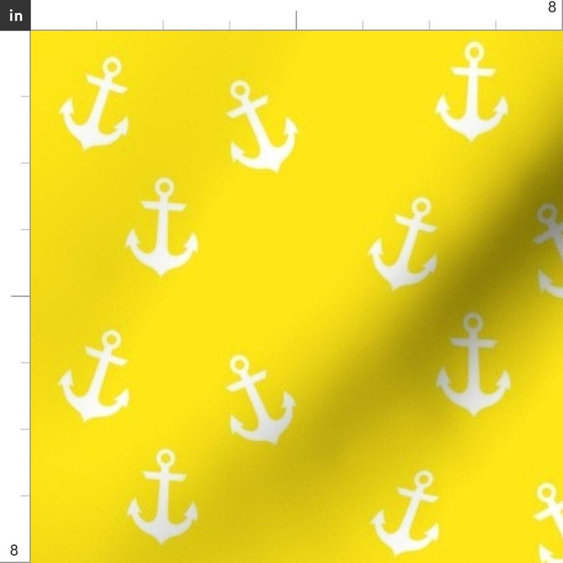 Yellow Anchor Fabric Anchors on Yellow by Modfox Yellow - Etsy