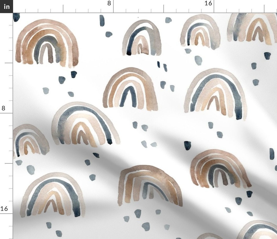 Watercolor Rainbow Beige Fabric Rainbow Neutral Large by - Etsy