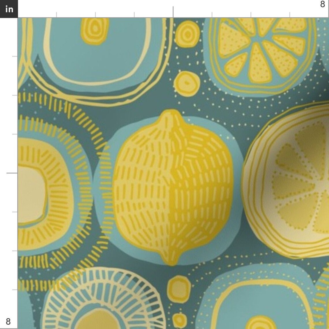 Mid Century Modern Lemons Fabric Sun Juice by Mariaspeyer | Etsy