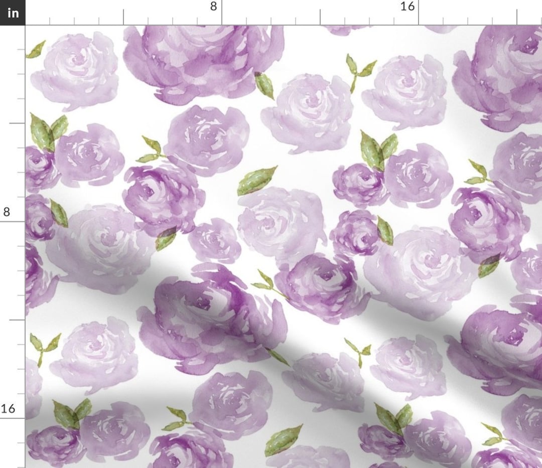 Rose Collage Fabric Purple Watercolor Floral by Laurapol - Etsy