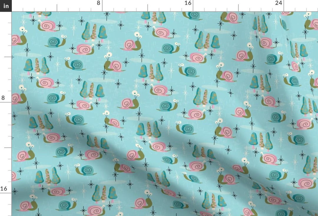 Atomic Snail Fabric - Midcentury Modern Snails by Argyleimp - Whimsical ...